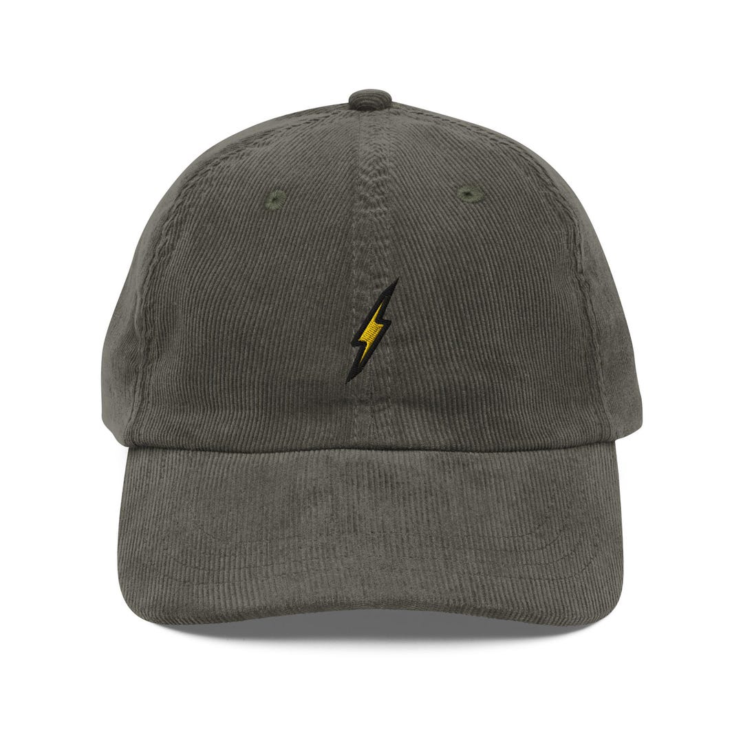 Lightning Bolt Corduroy Cap | Lightning Strike Gift | Embroidered ...