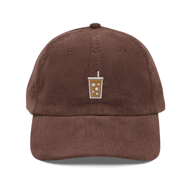 Iced Coffee Corduroy Embroidered Cap | Gift for Iced Latte Cold Brew ...