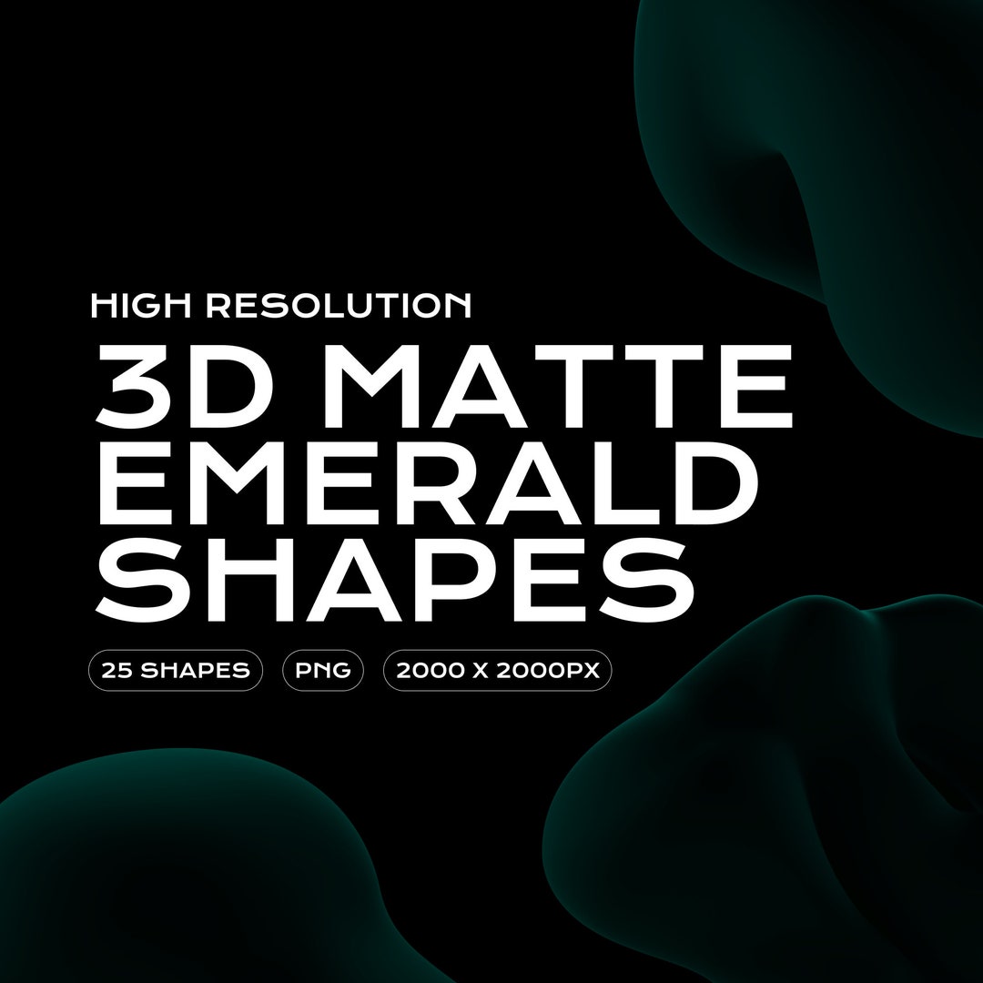3D High Resolution Matte Emerald PNG Shape Set - Instant Digital ...