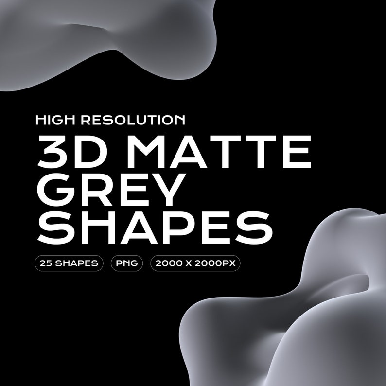 3D High Resolution Matte Grey PNG Shape Set - Instant Digital Download ...