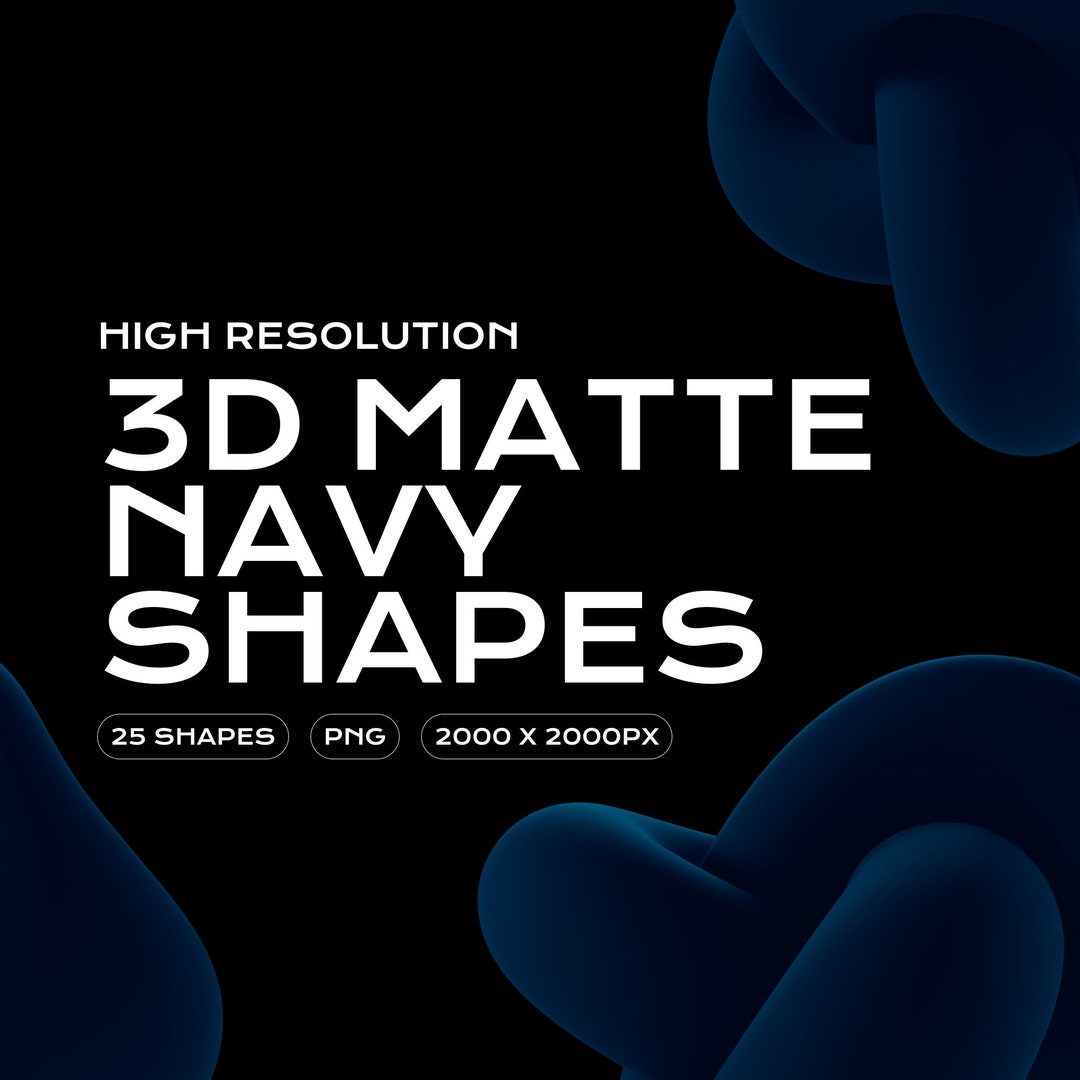 3D High Resolution Matte Navy PNG Shape Set Instant Digital Download - Etsy