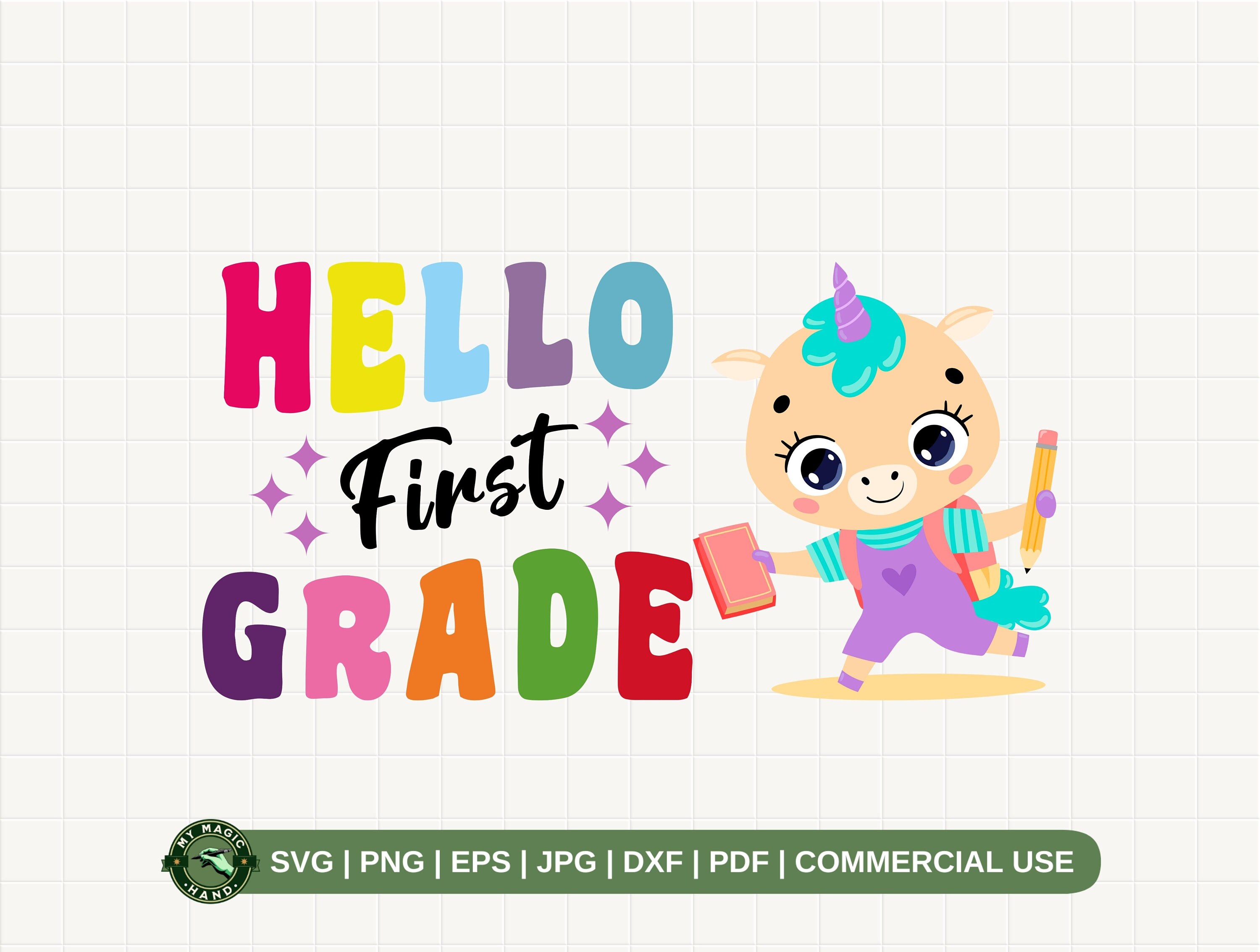 Hello First Grade Cute Unicorn SVG PNG, Back to School Svg, 1st Grade ...