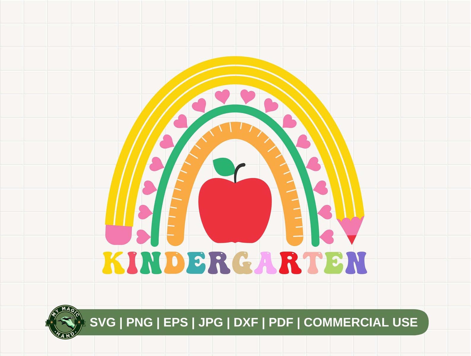 Kindergarten Rainbow SVG PNG, Back to School Svg, First Day of ...