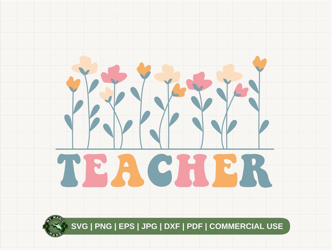 Teacher With Flowers SVG PNG, Teacher Life Svg, Teach Svg, Teacher Love ...