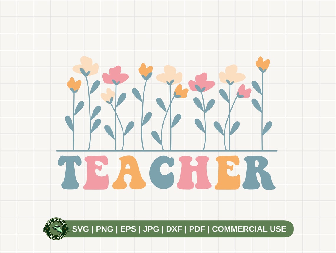 Teacher With Flowers SVG PNG, Teacher Life Svg, Teach Svg, Teacher Love ...