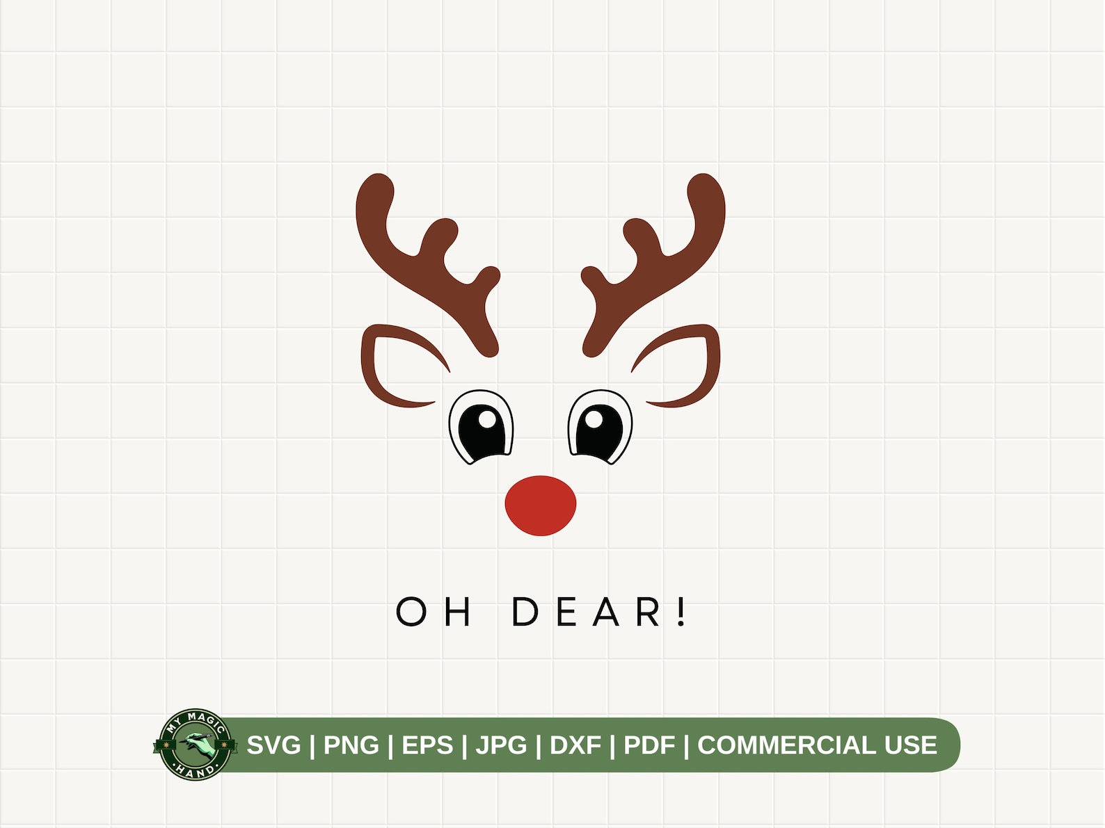 Reindeer Face SVG PNG, Oh Dear Svg, Cute Deer Svg, Christmas Reindeer ...