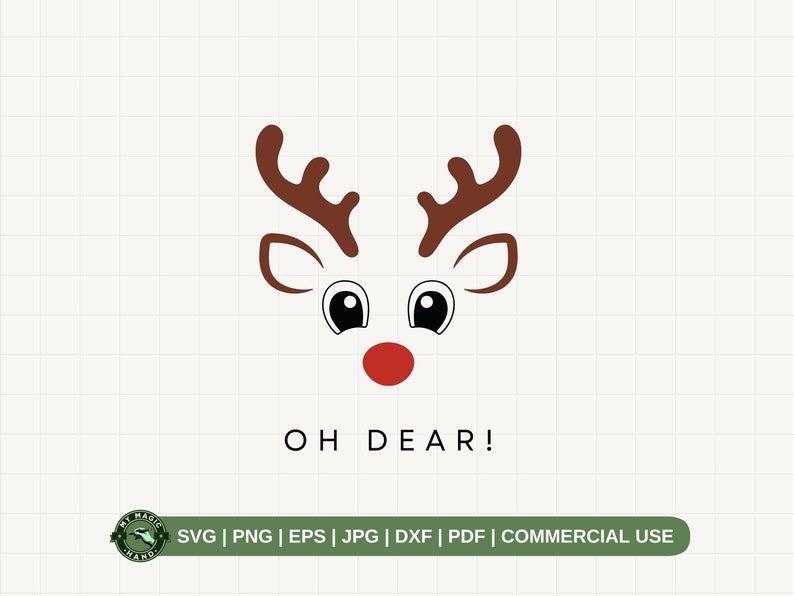 Reindeer Face SVG PNG, Oh Dear Svg, Cute Deer Svg, Christmas Reindeer ...
