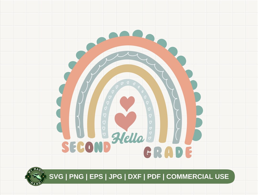 Second Grade Boho Rainbow SVG PNG, Back to School Svg, First Day of ...