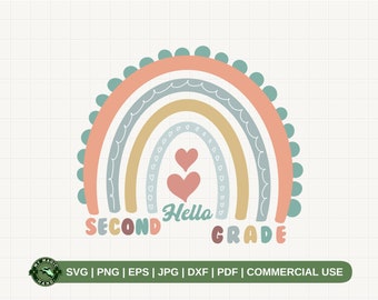 Second Grade Rainbow Svg, First Day of School Svg, Back to School Svg ...