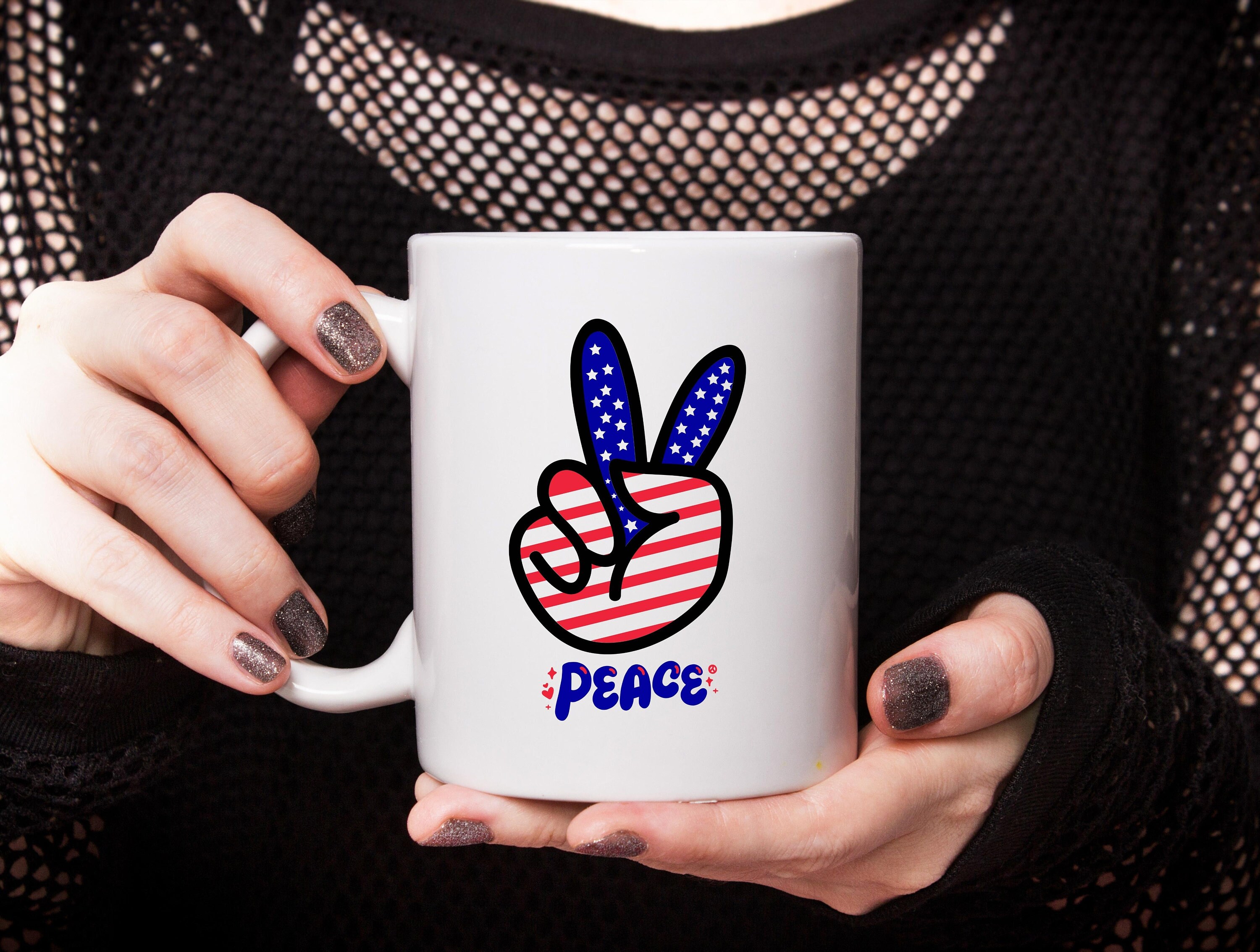 Peace Hand Sign With American Flag Svg, Peace Sign Hand Svg, Peace ...