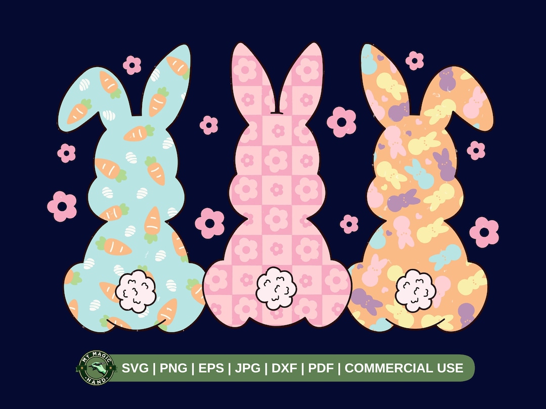 Easter Bunnies SVG PNG, Three Bunnies Easter Svg, Cute Bunnies Svg ...
