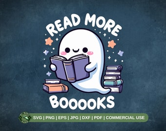 Read More Booooks SVG Png, Retro Ghost SVG, Trendy Halloween PNG ...