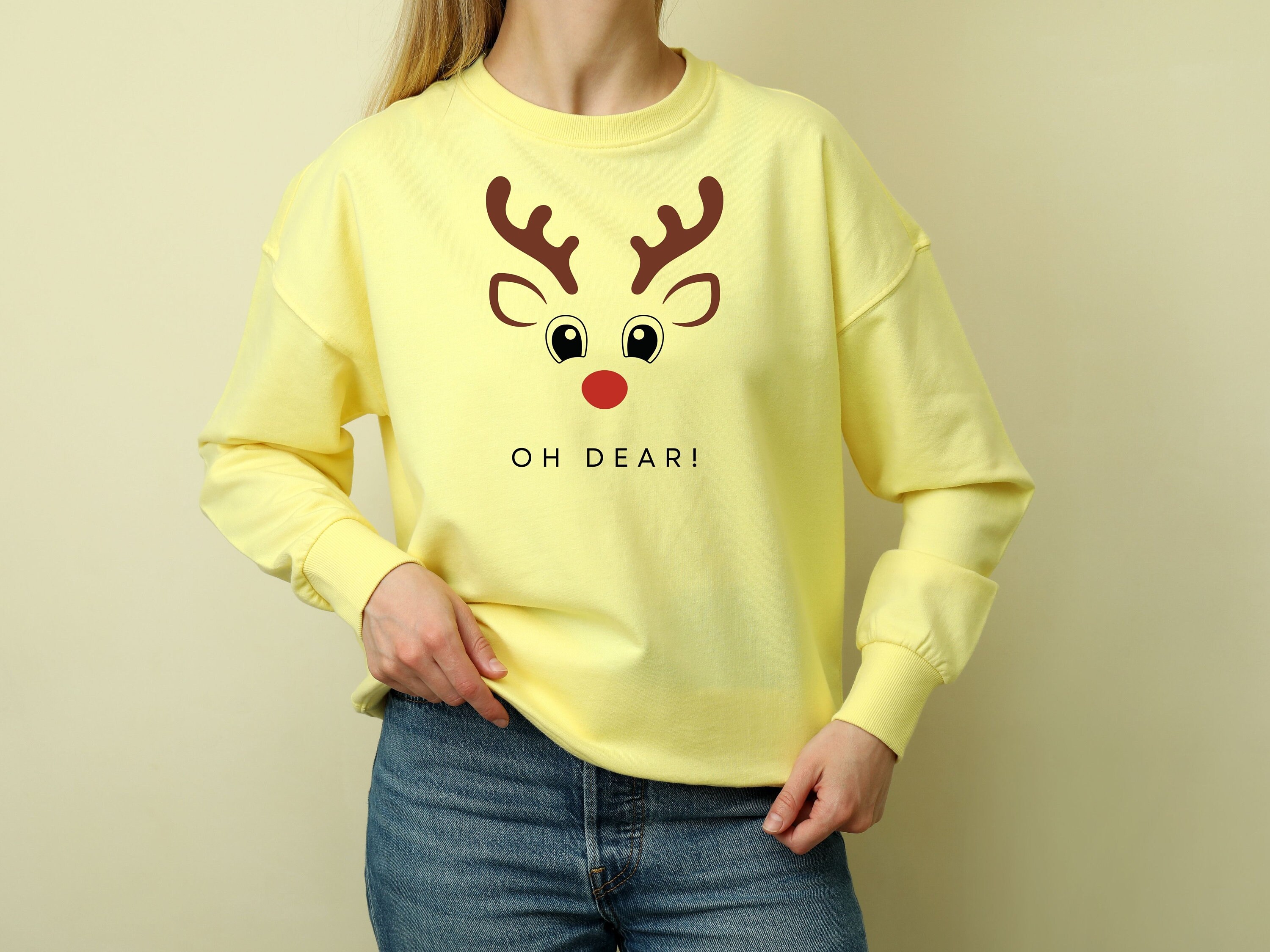 Reindeer Face SVG PNG, Oh Dear Svg, Cute Deer Svg, Christmas Reindeer ...