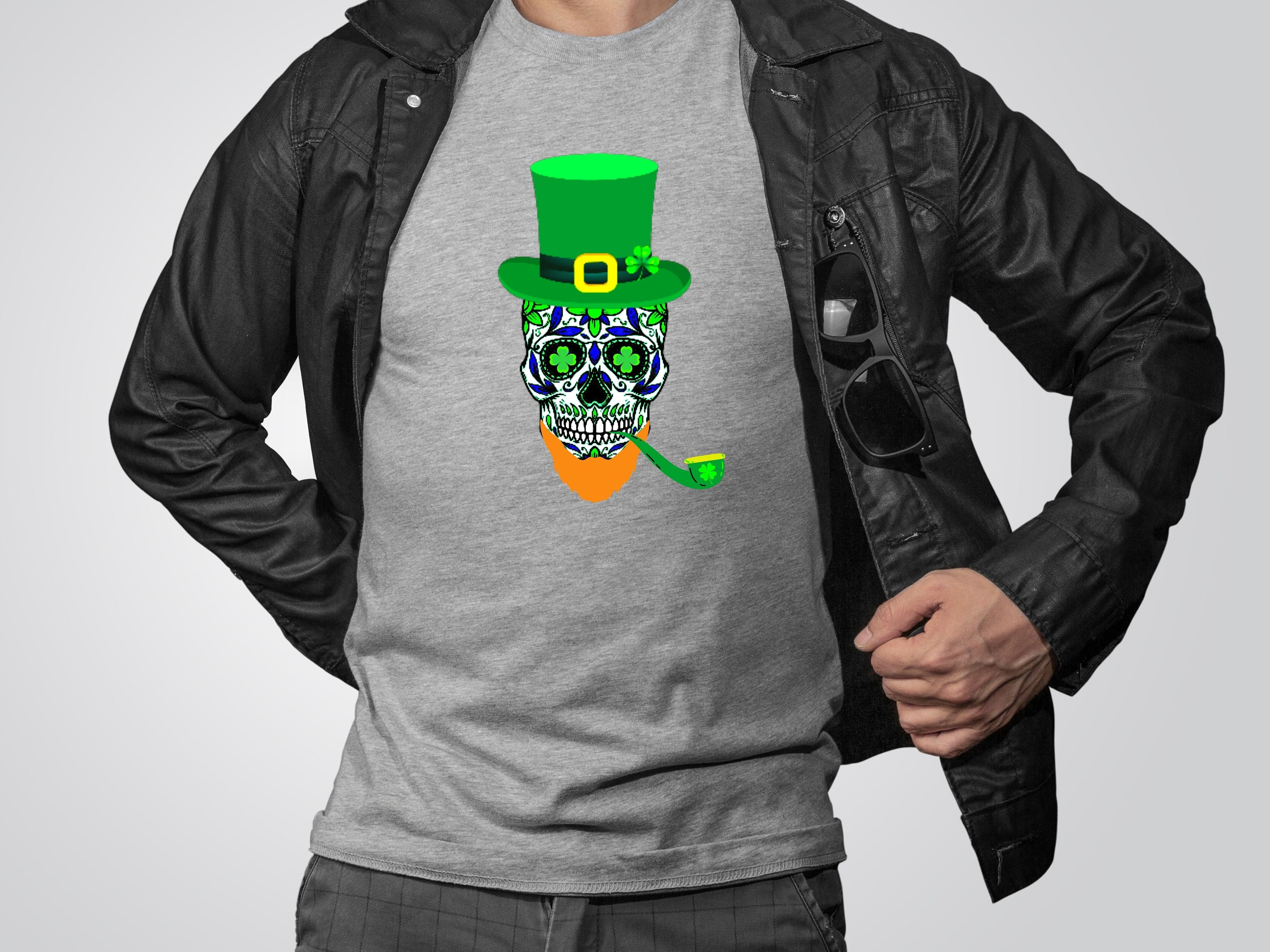 St. Patrick's Day Shamrock Skull SVG PNG, Sugar Skull Svg, Patrick Day ...
