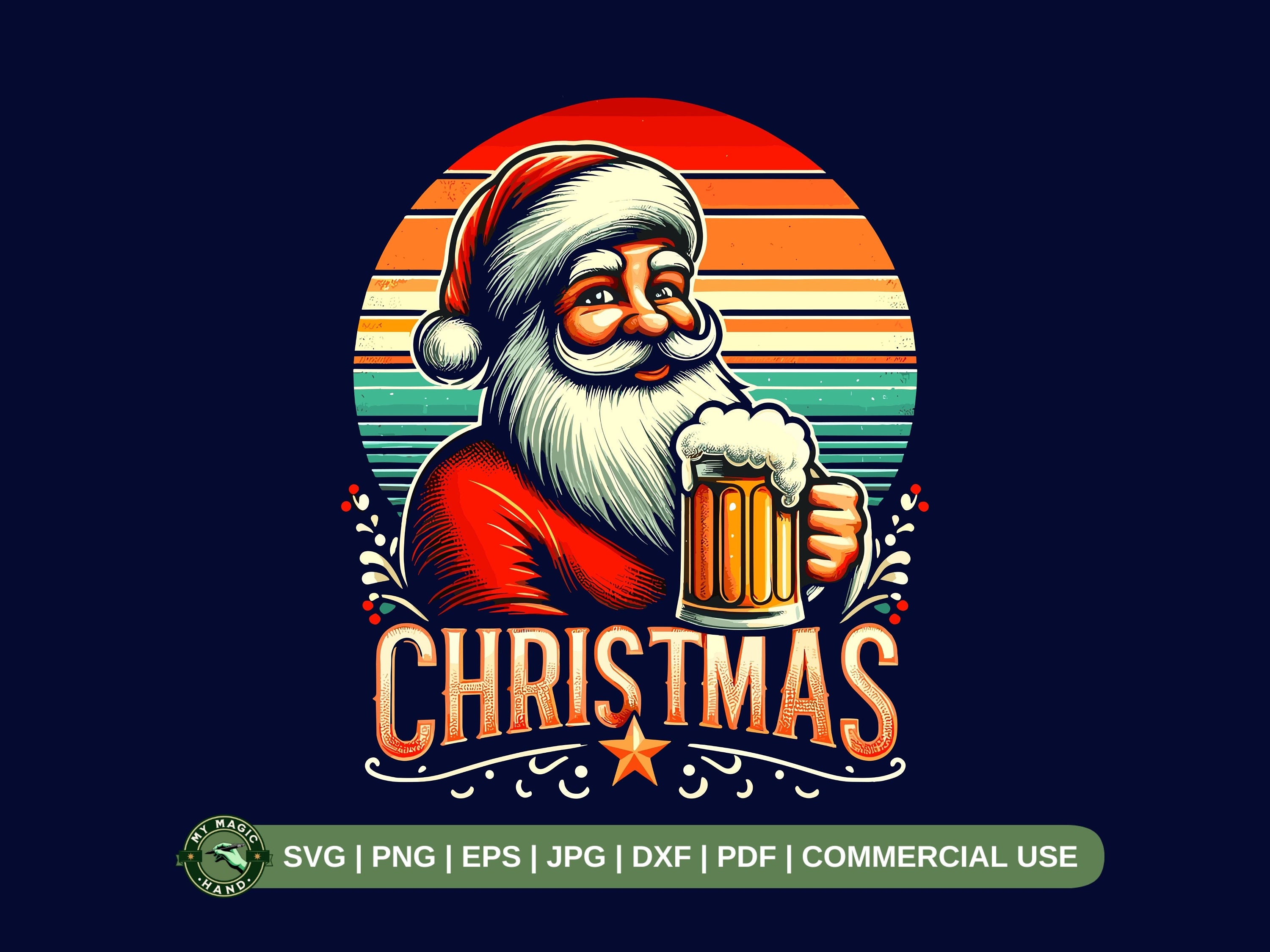 Santa Claus Drinking Beer SVG PNG, Santa With Beer Svg, Christmas Beer ...