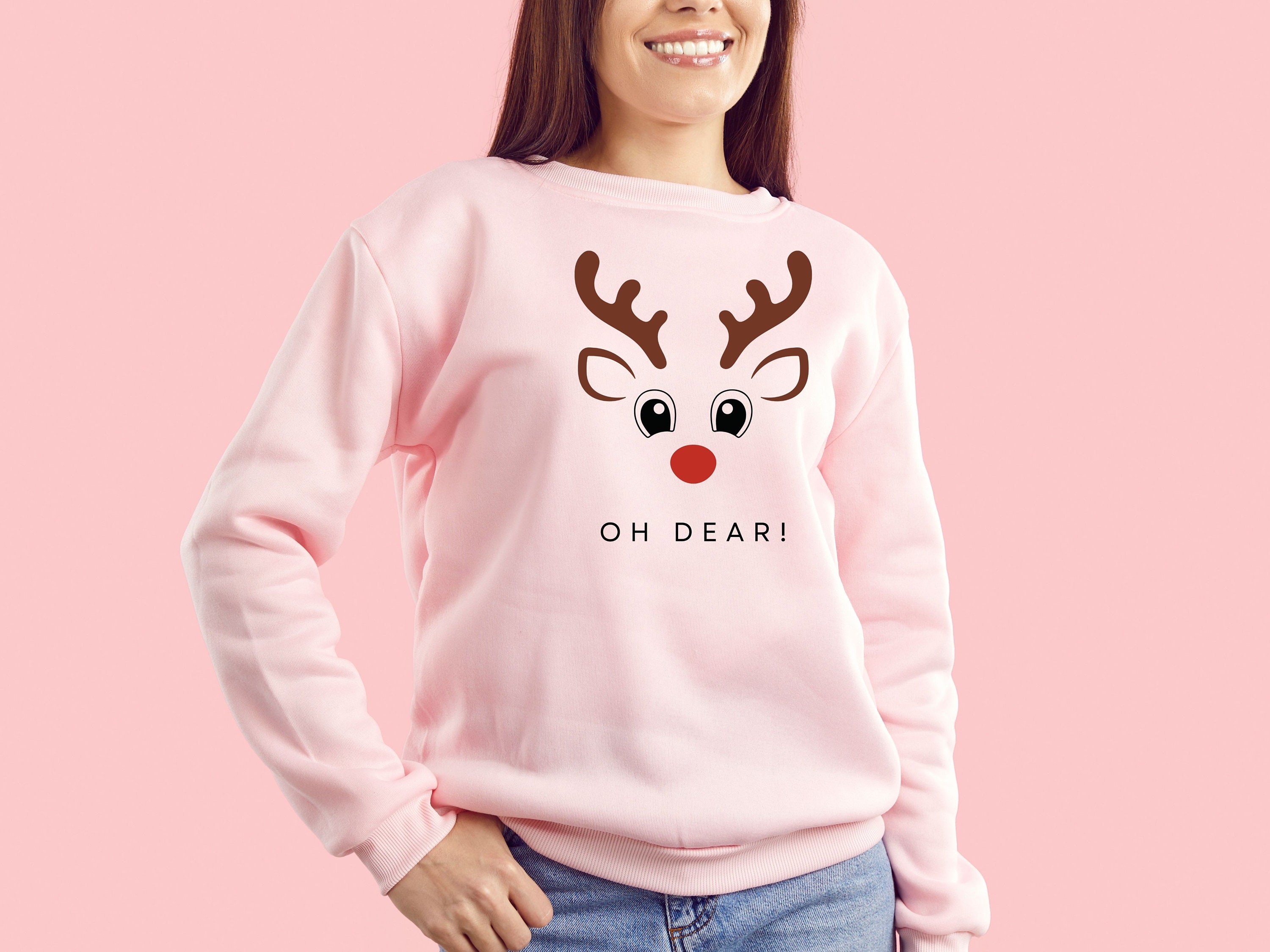 Reindeer Face SVG PNG, Oh Dear Svg, Cute Deer Svg, Christmas Reindeer ...