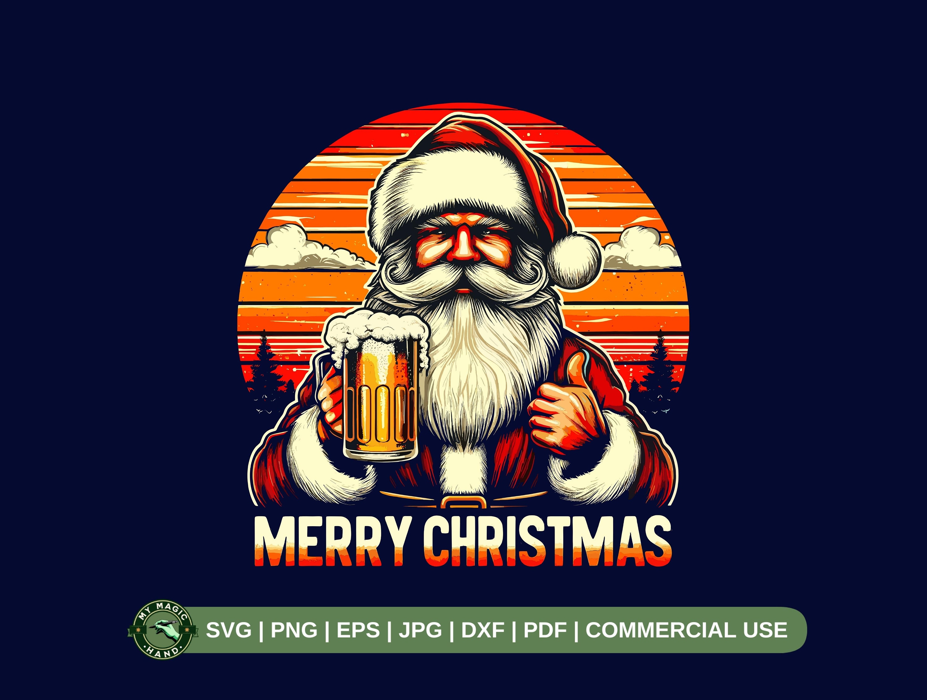 Santa Claus Drinking Beer SVG PNG, Santa With Beer Svg, Christmas Beer ...