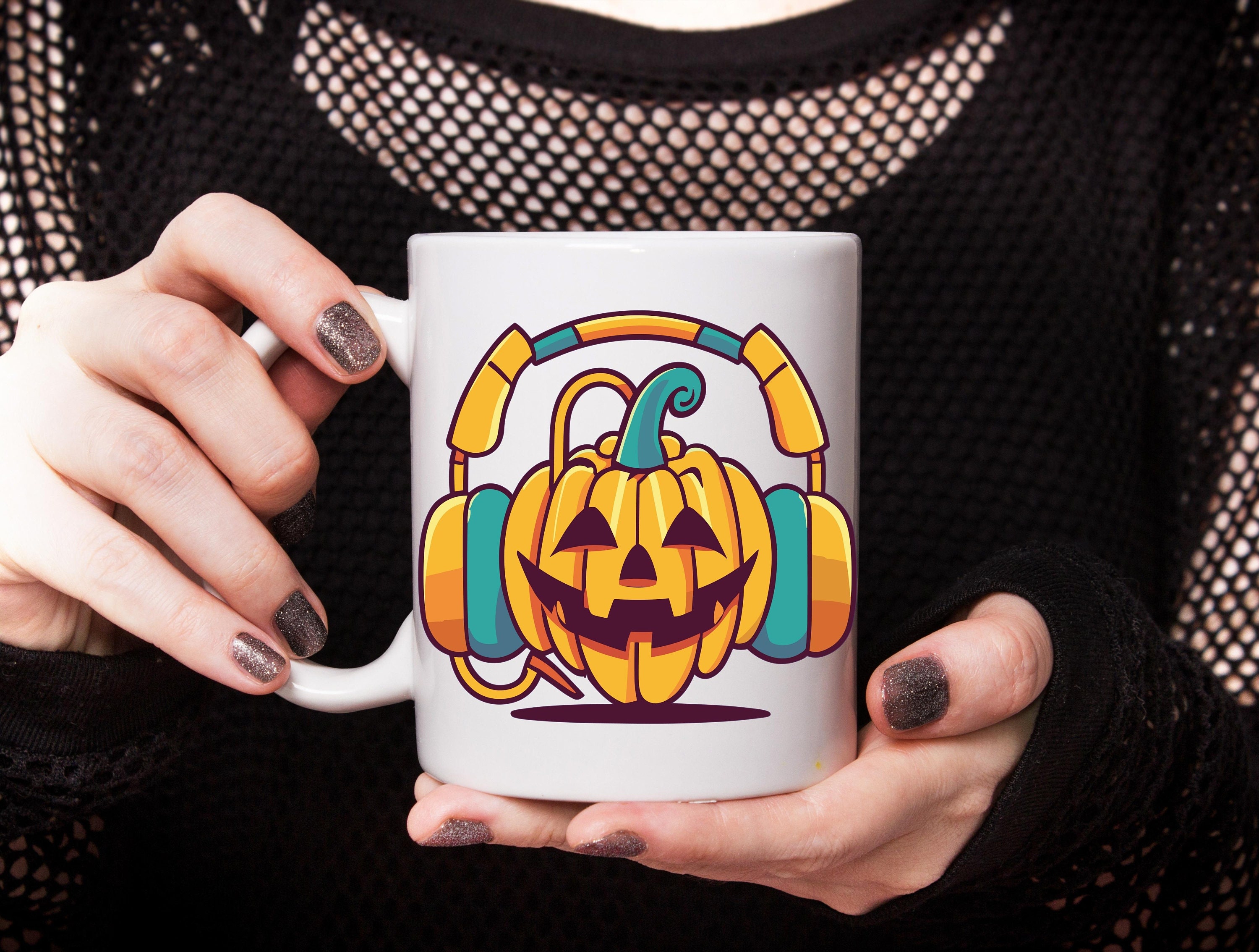 Pumpkin Headphones SVG PNG, Cute Pumpkin DJ Svg, Halloween Music Svg ...