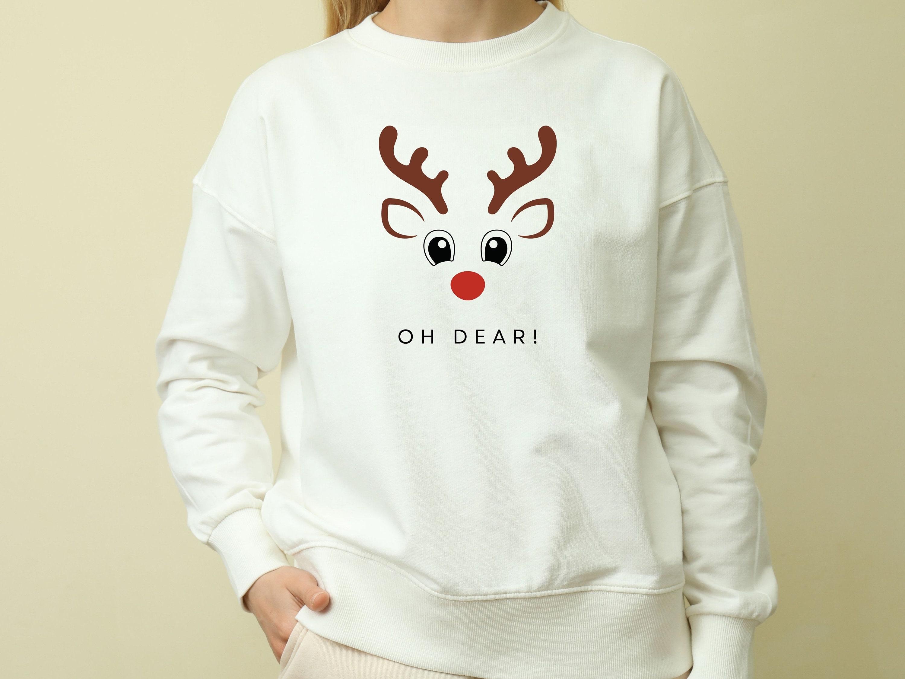 Reindeer Face SVG PNG, Oh Dear Svg, Cute Deer Svg, Christmas Reindeer ...