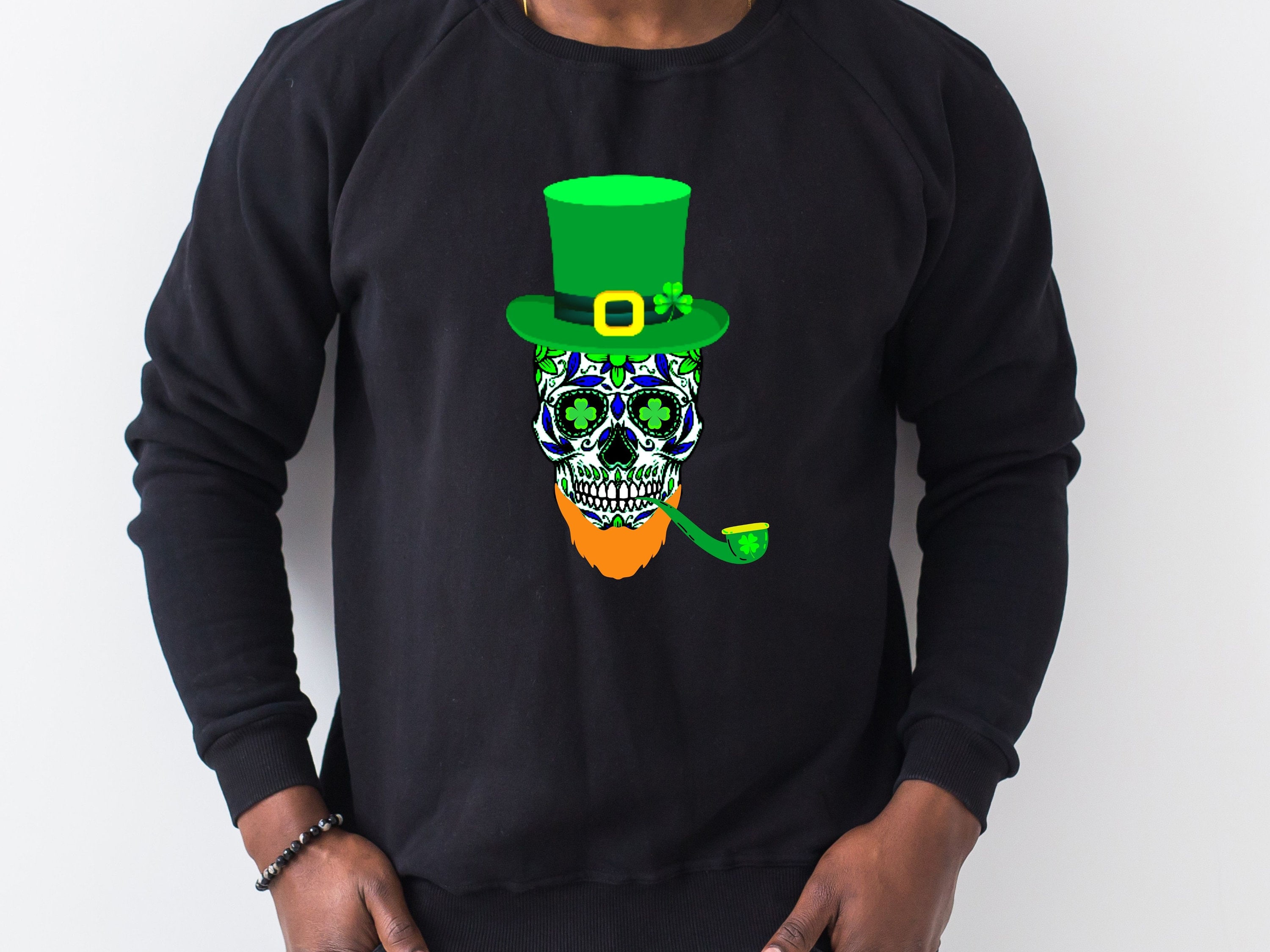 St. Patrick's Day Shamrock Skull SVG PNG, Sugar Skull Svg, Patrick Day ...