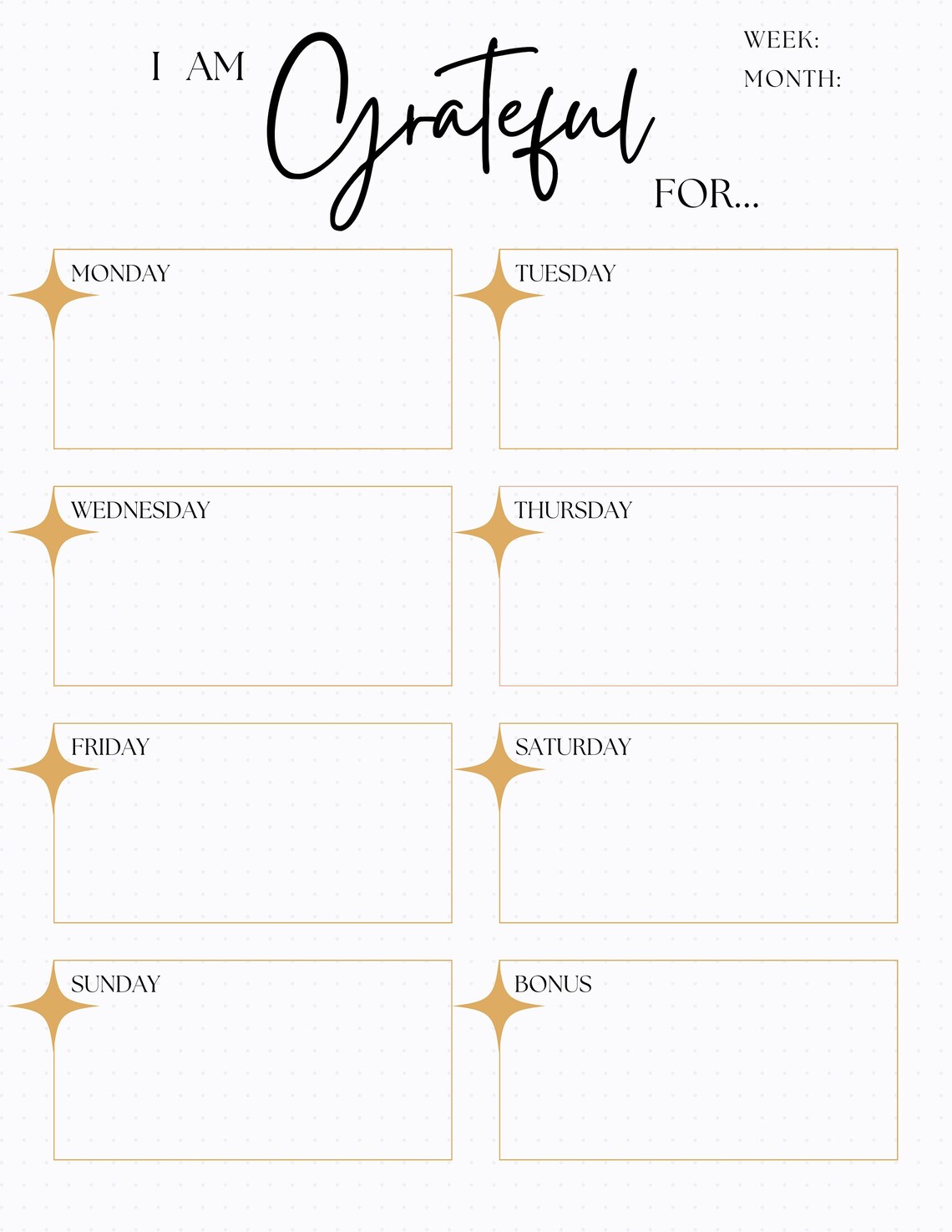 Digital Template for Weekly Gratitude Journal Page | Canva | Instant ...