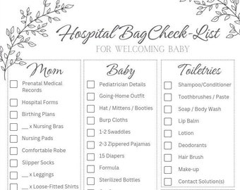 Hospital Bag Checklist Labor and Delivery Check List First Time Mom and ...