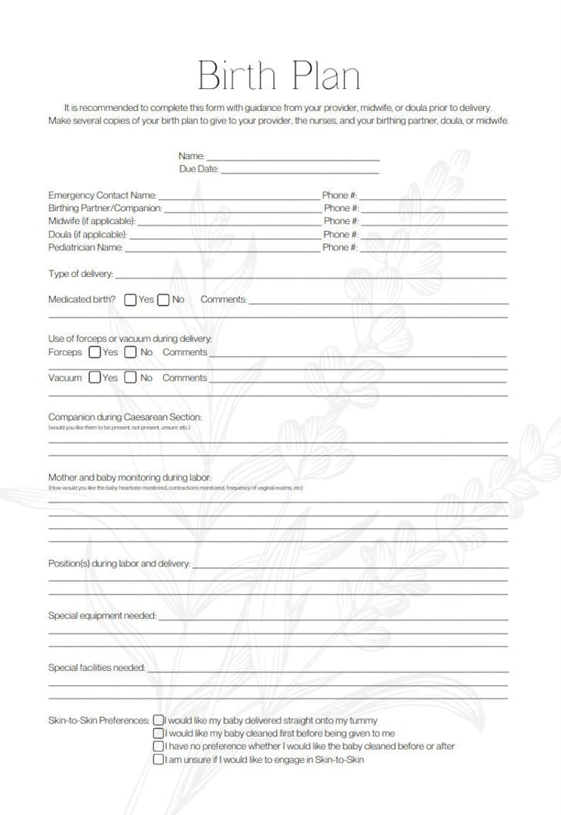 Plan de parto y parto para madres, PDF imprimible - Etsy México