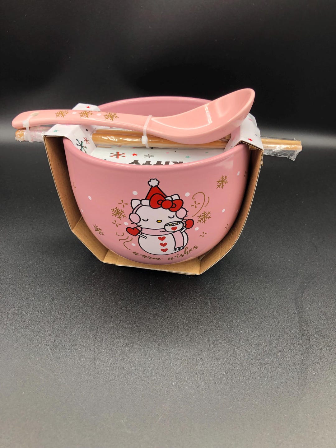 Hello Kitty Ceramic Bowl With Chopsticks and Spoon 20 Oz T - Etsy