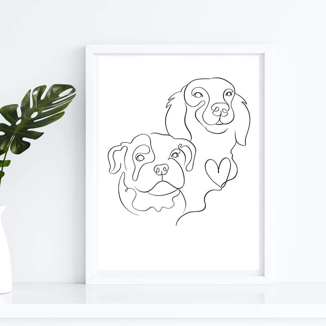Custom One Line Dog, Pet Portrait, Dog Line Art, Continuous Line ...