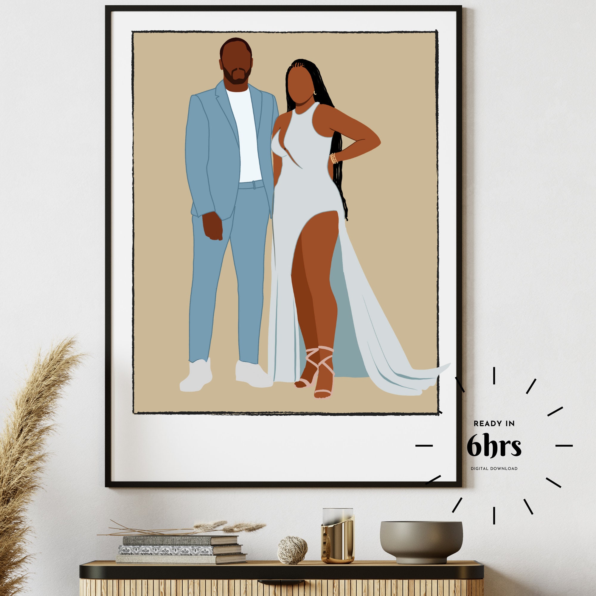 Custom Couple Line Art, Personalized Portrait, Drawing From Photo, One ...