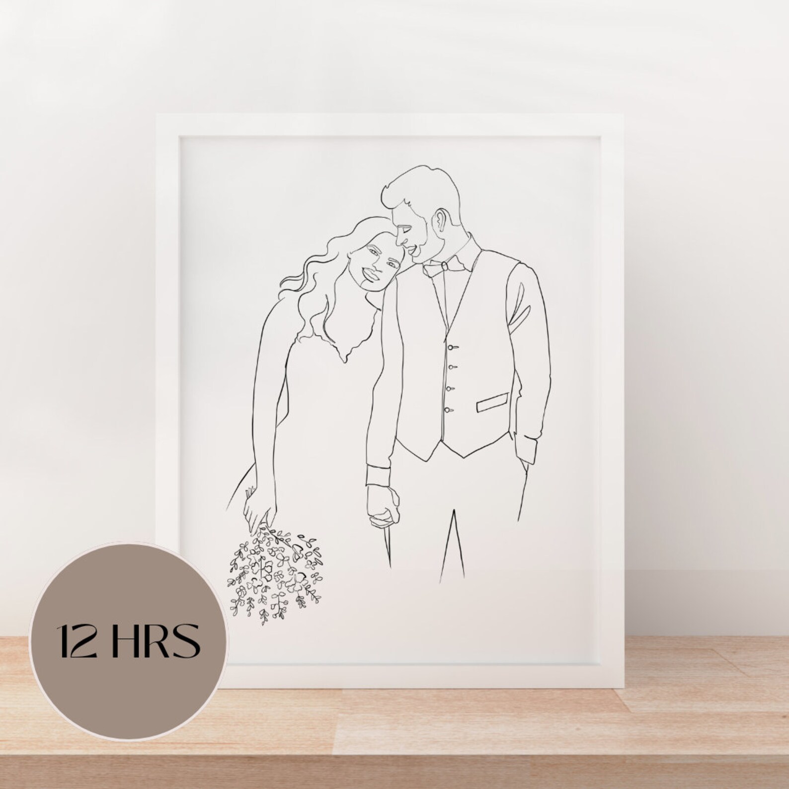 Custom Line Drawing, First Anniversary Gift, Portrait From Photo ...