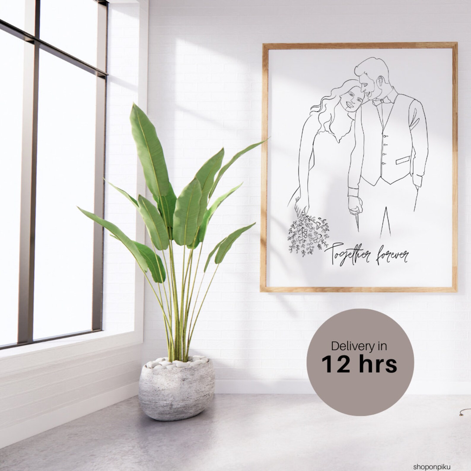 Custom Line Drawing, First Anniversary Gift, Portrait From Photo ...