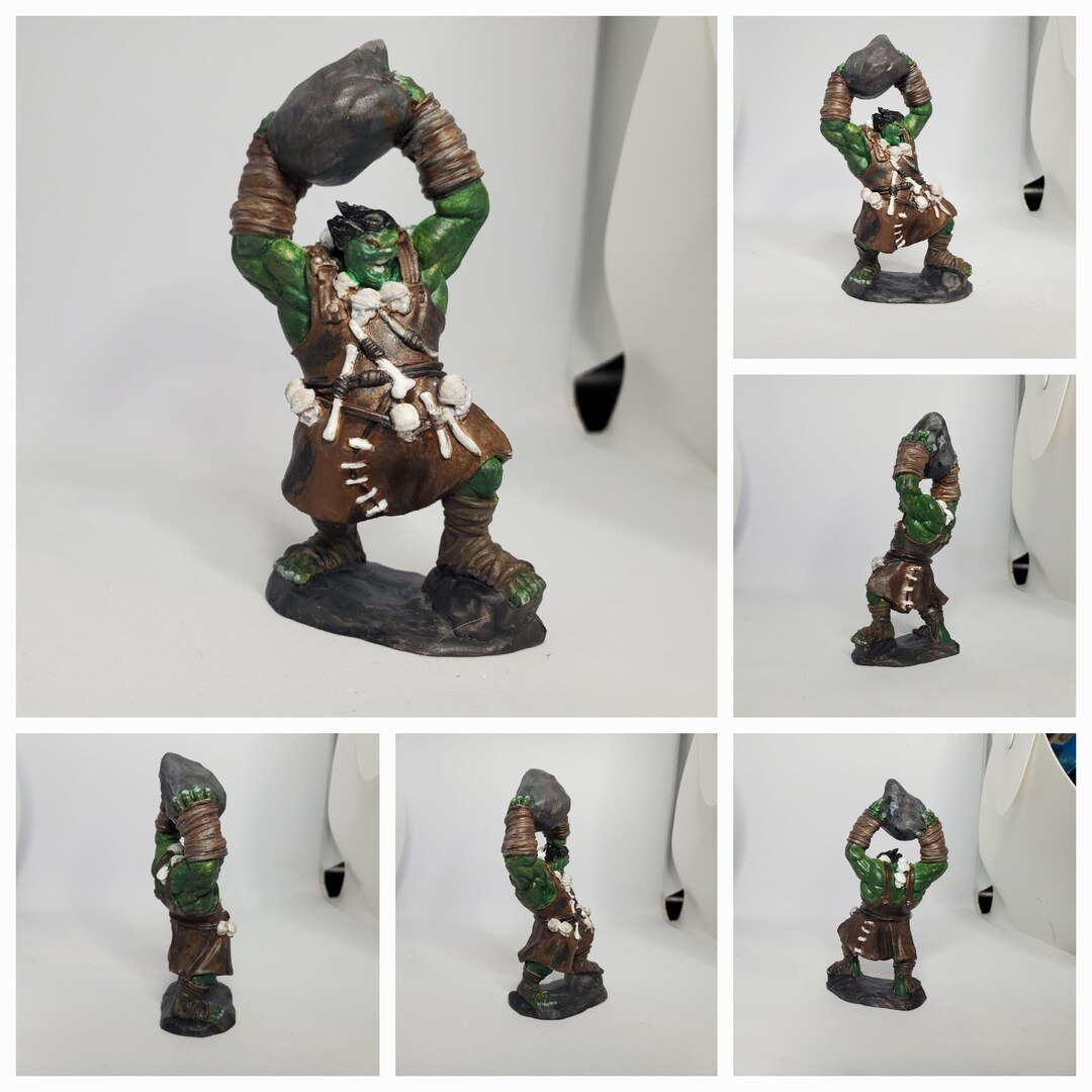 Hand Painted Dnd Ogre Troll With Rock - Etsy
