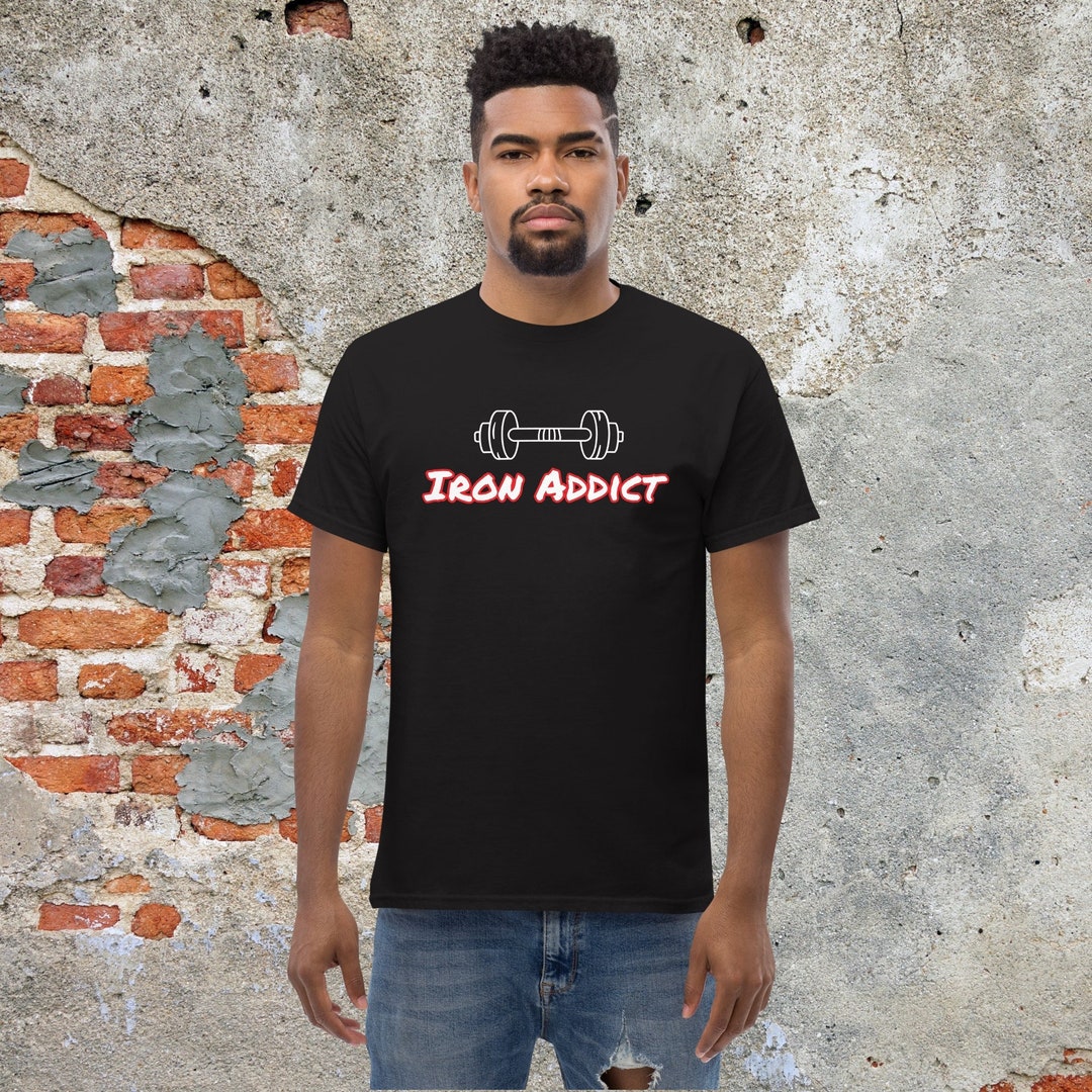Iron Addict Shirt, Wrestling Shirt, Mens Black Shirt, Mens Red Shirt ...
