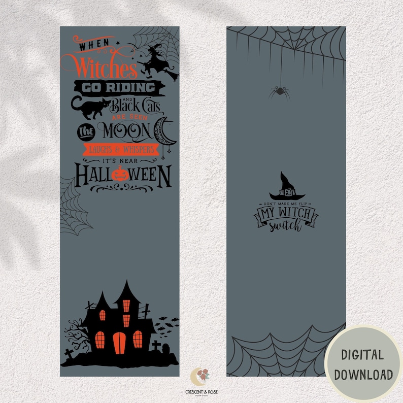 Spooky Halloween Bookmarks, Halloween Bookmark Printable, Dark Witchy ...