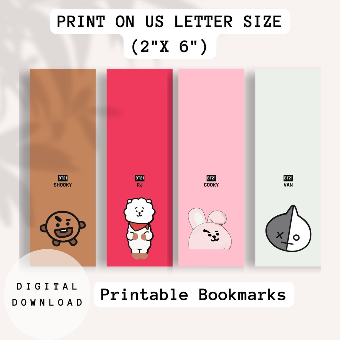 BT21 Bookmark, BTS Bookmark Bundle, Printable Bts Bookmark, Digital ...
