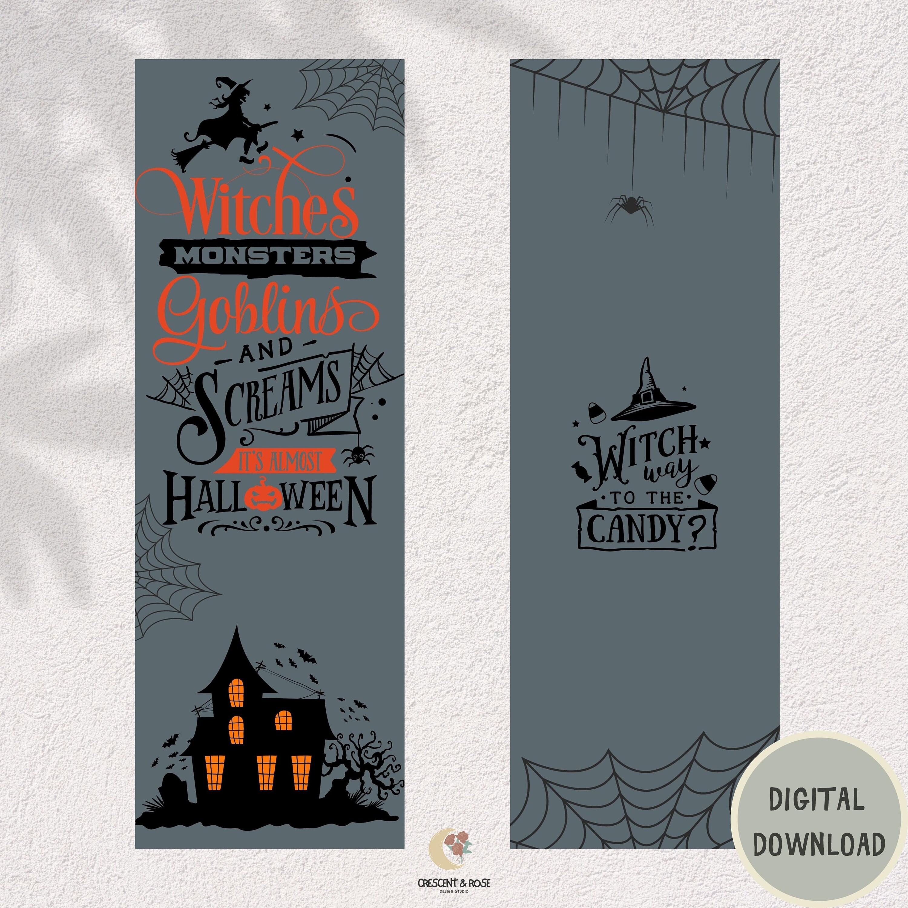 Spooky Halloween Bookmarks, Halloween Bookmark Printable, Dark Witchy ...