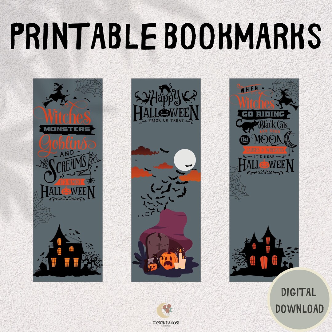 Spooky Halloween Bookmarks, Halloween Bookmark Printable, Dark Witchy ...