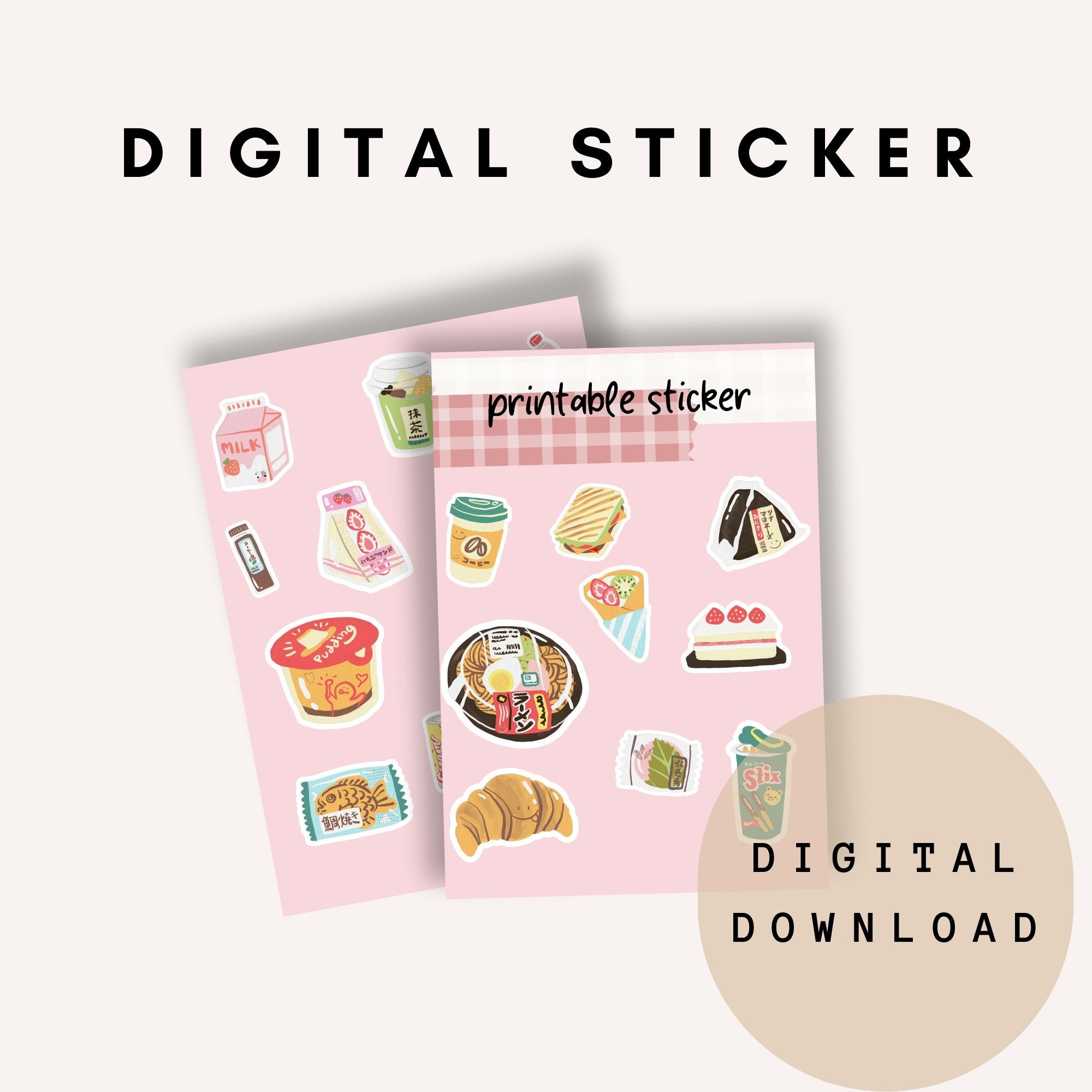 Cute Asian Snacks Sticker, Printable Stickers, Journal, Planner ...