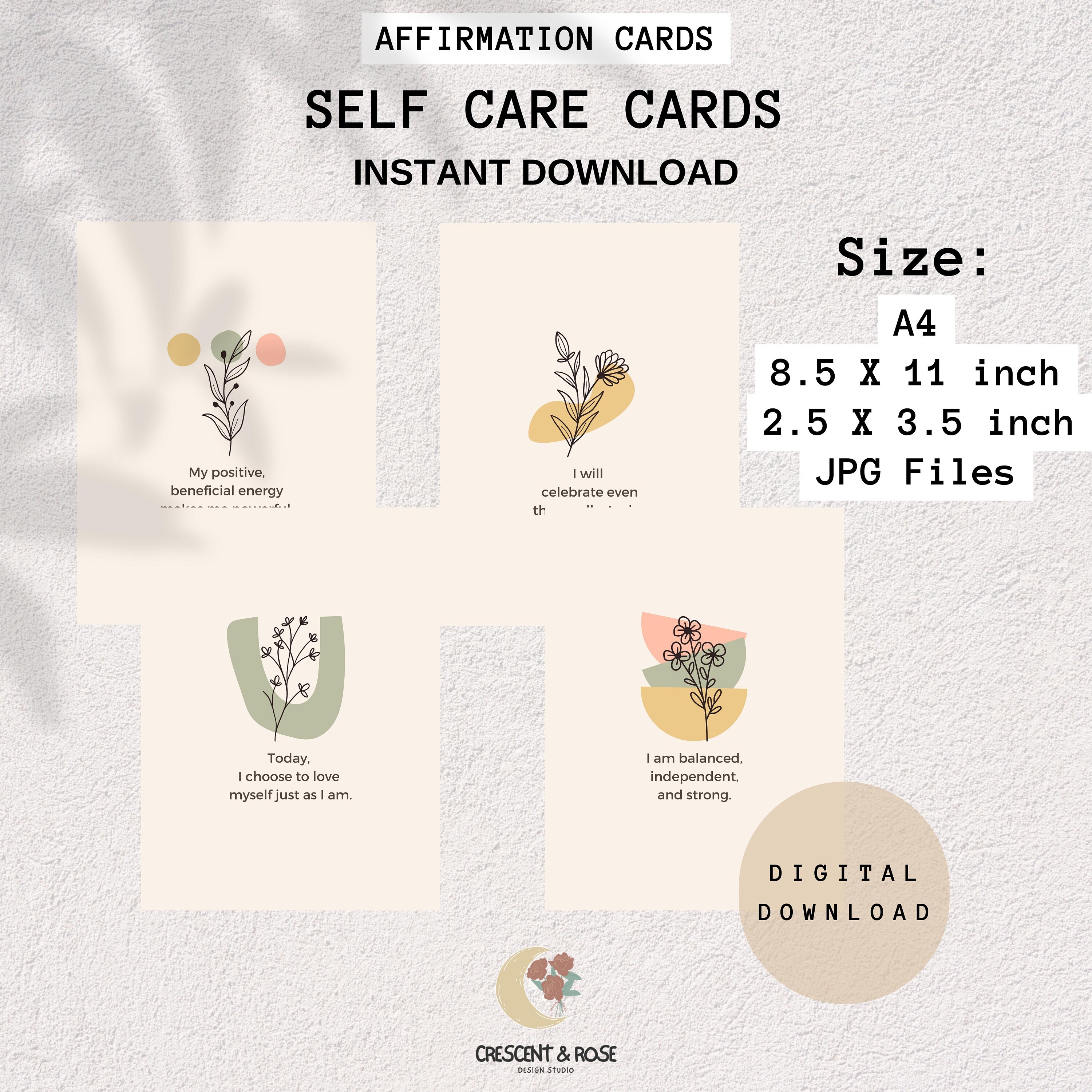 Boho Affirmation Cards Printable, Positive Affirmation Cards ...