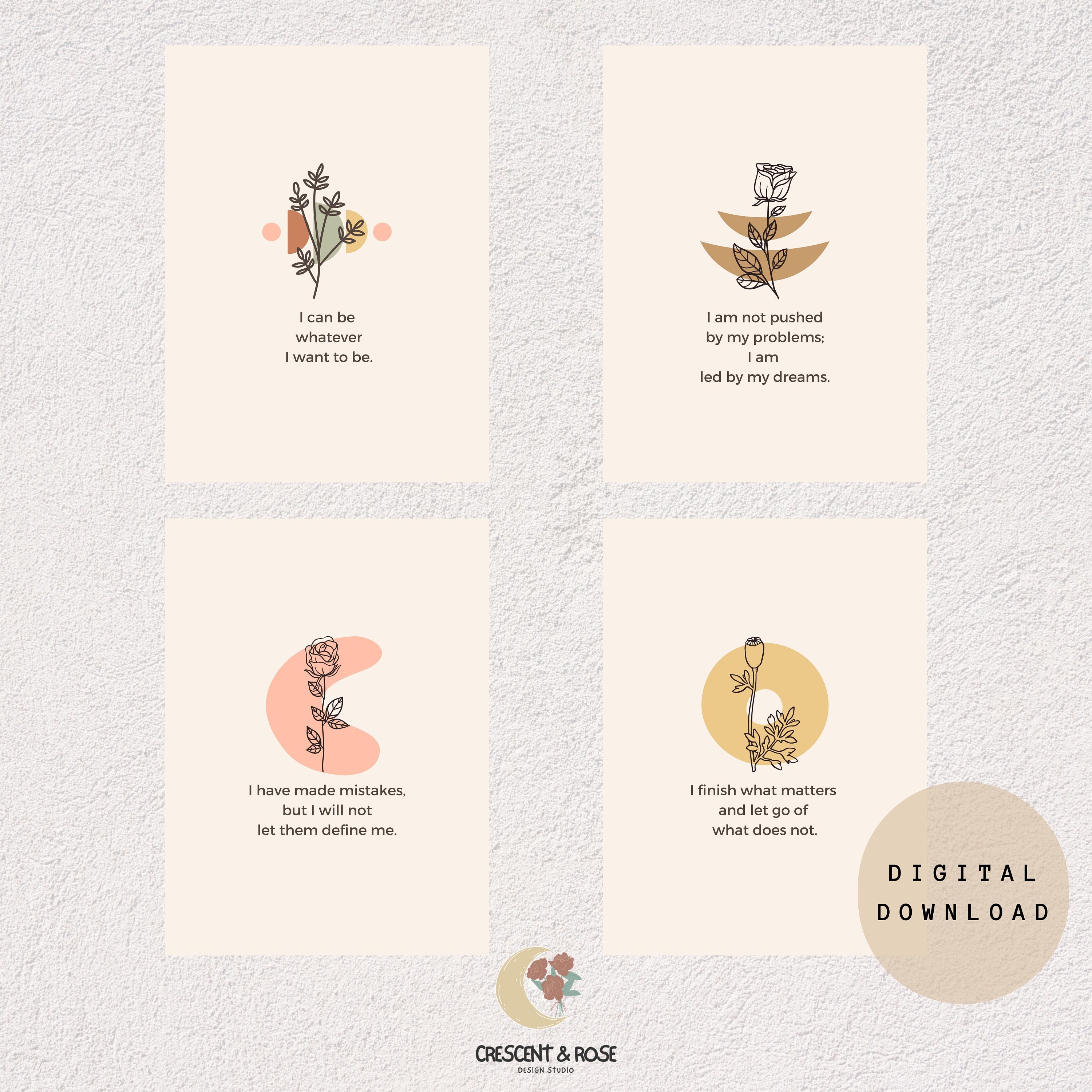 Boho Affirmation Cards Printable, Positive Affirmation Cards ...