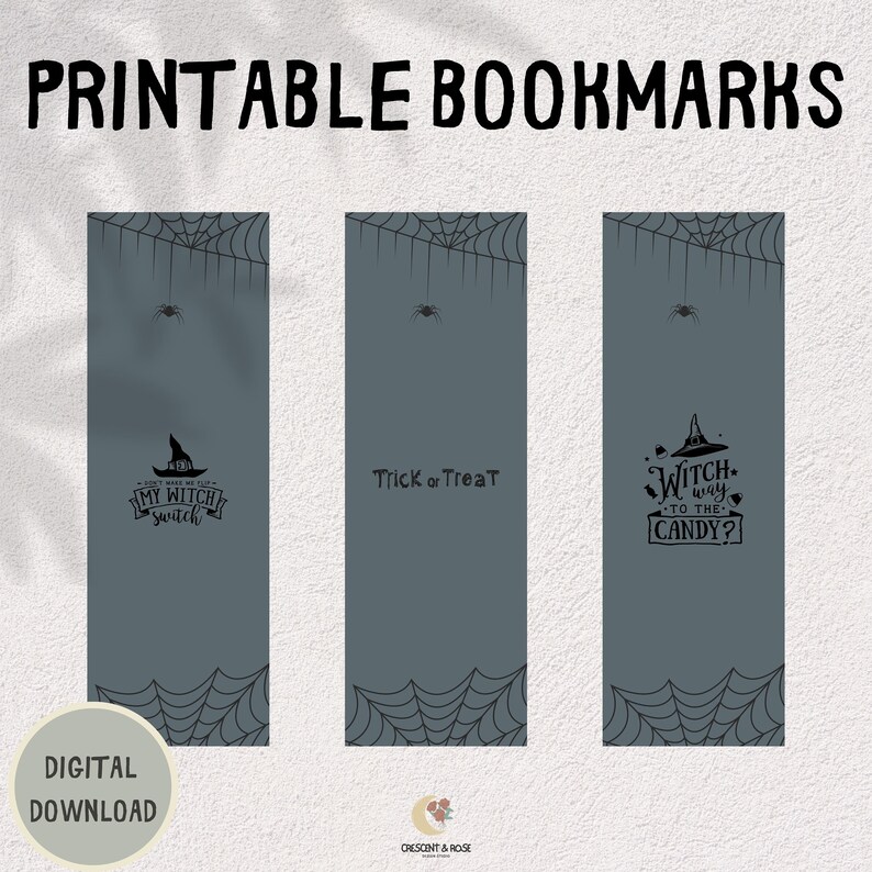 Spooky Halloween Bookmarks, Halloween Bookmark Printable, Dark Witchy ...