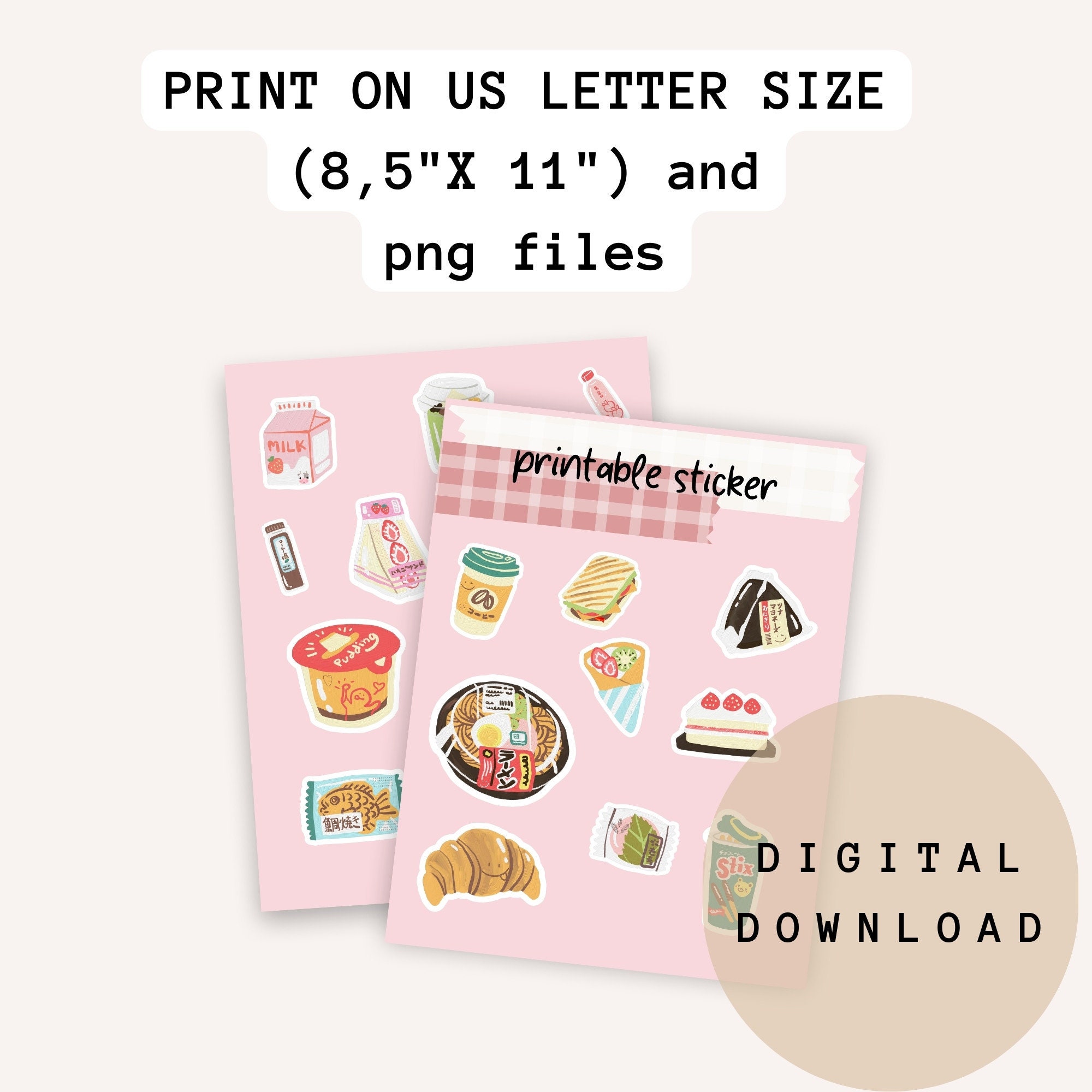 Cute Asian Snacks Sticker, Printable Stickers, Journal, Planner ...