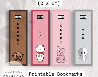 BT21 Bookmark, BTS Bookmark Bundle, Printable Bts Bookmark, Digital ...