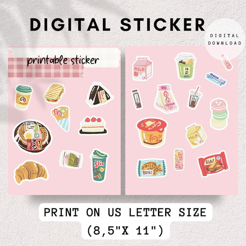 Cute Asian Snacks Sticker, Printable Stickers, Journal, Planner ...