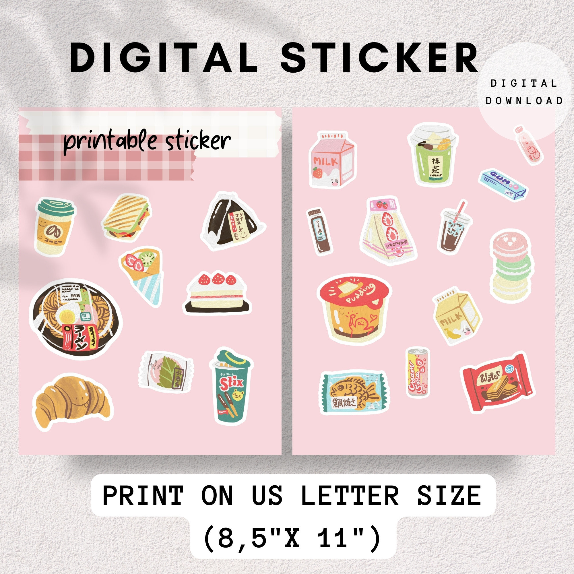 Cute Asian Snacks Sticker, Printable Stickers, Journal, Planner ...