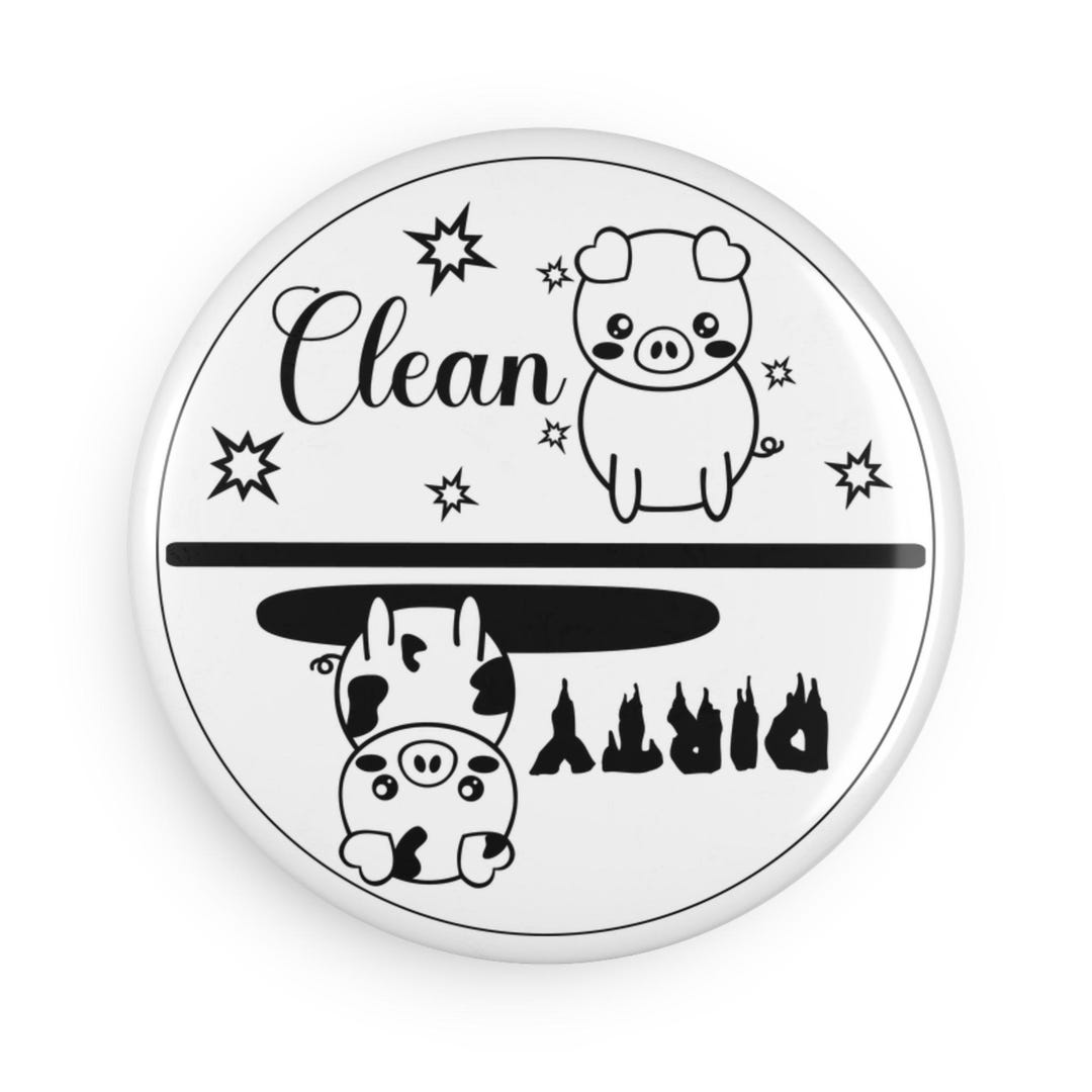 Clean Dirty Button Magnet, Round - Kitchen Decor, Fridge Organization ...