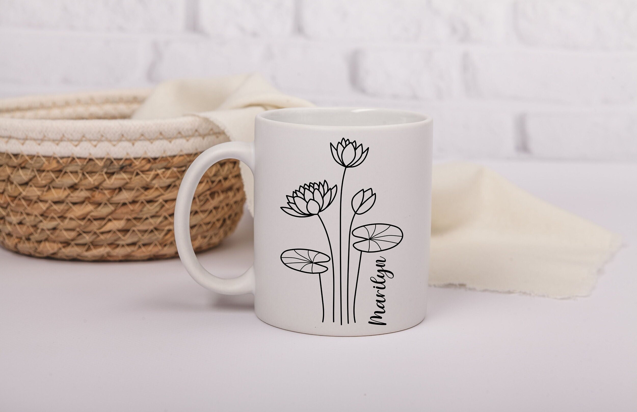 Custom Birth Month Flower Coffee Cup Floral Design Birthday - Etsy