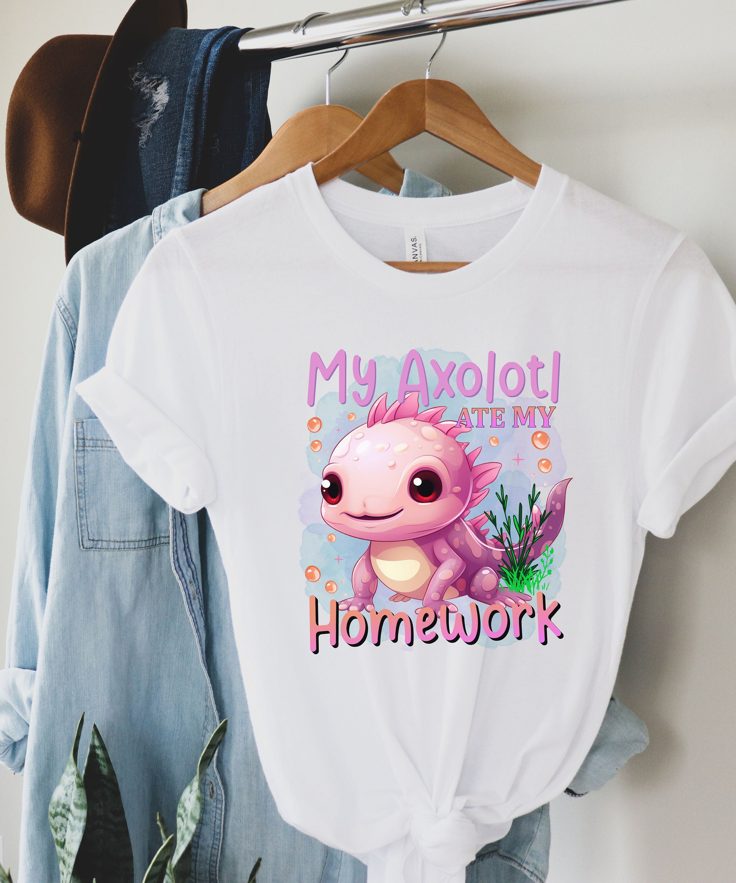 Cute Axolotl T-shirt, Axolotl Graphic Tees, Kids Axolotl Shirts, Funny ...