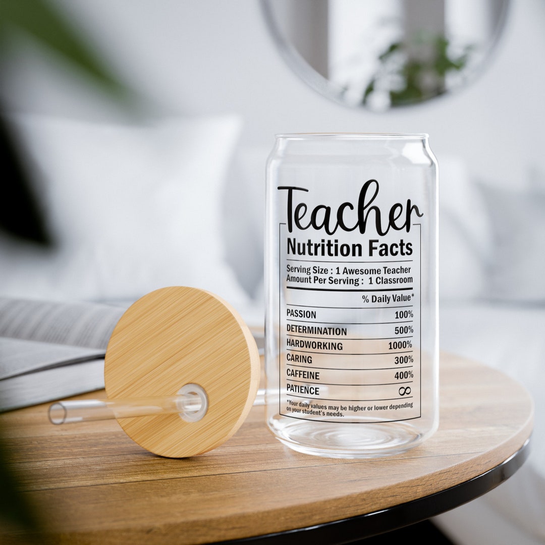 Teacher Nutrition Fun Facts Iced Coffee Cup, Teachers Gift, Coffee Cup ...
